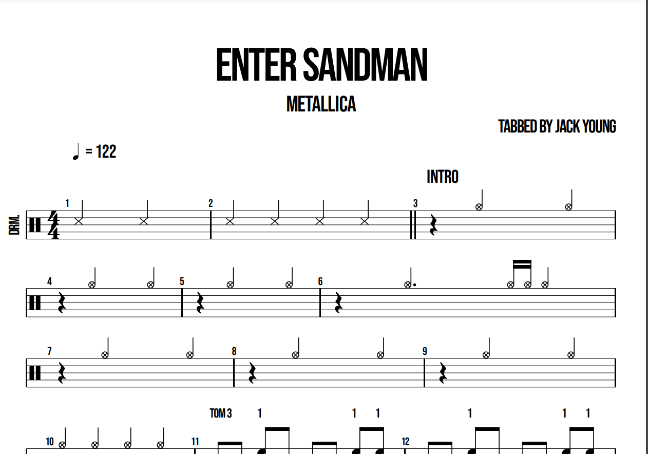 Enter Sandman - Metallica – Jack Young Drums Teacher 🥁